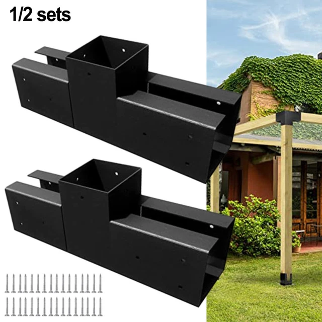 SUPPORTS D'ANGLE PLAT antirouille 3 voies pour pergola 4x4 am??liorez votre espa EUR 79,28 ...