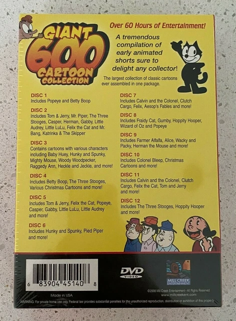 GIANT 600 CARTOON Collection (DVD, 2008, 12-Disc Set) New & Sealed! $29 ...