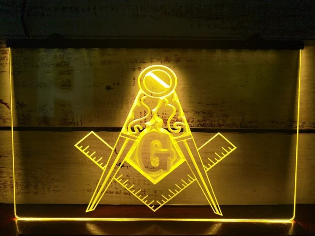MASONIC MASON FREEMASON Logo Art LED Neon Light Sign Home Room Bar Wall ...
