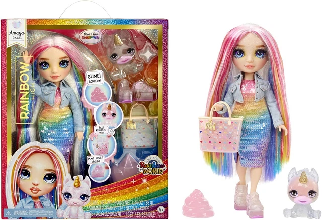 RAINBOW HIGH FASHION Doll with Slime & Pet - Amaya (Rainbow) - 28 cm ...