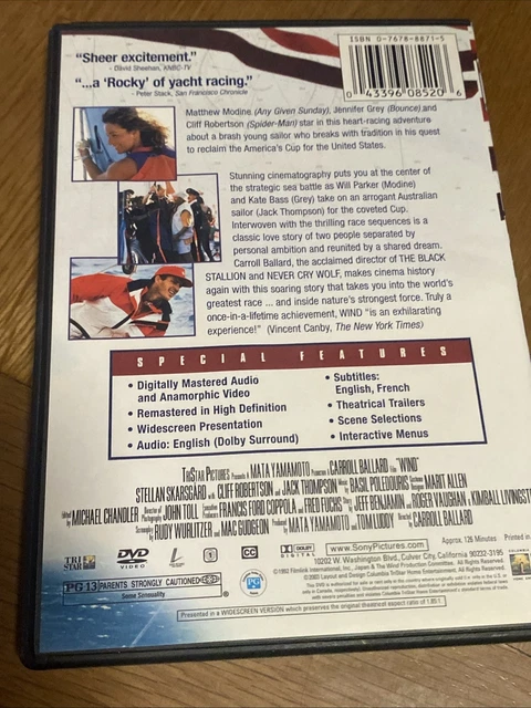 WIND DVD REGION 1 USA Matthew Modine Jennifer Gray America’s Cup ...