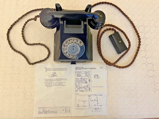 GPO 332L BAKELITE Telephone Vintage, Black, with circuit diagram £37.10 ...