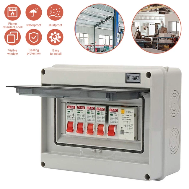 4 WAY CONSUMER Unit fuse box 4 MCB Circuit Breakers Isolator Shed ...