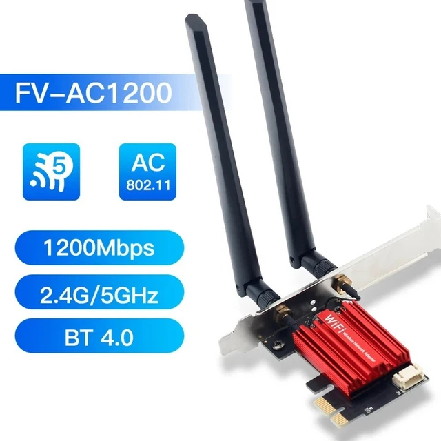 AC1200 WIFI 5 PCI-E Wireless Adapter Desktop PC Internal Card 802.11AC ...