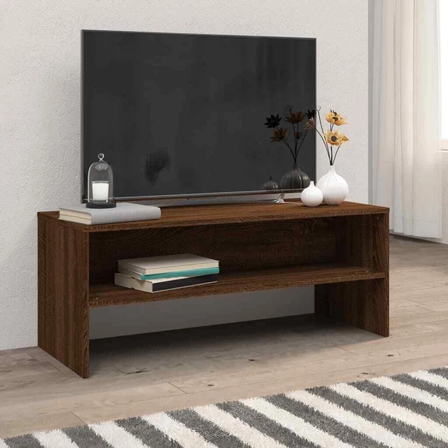 2055757 MOBILE PORTA TV Rovere Marrone 100x40x40cm in Legno Multistrato ...