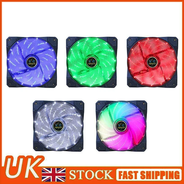 120MM SILENT PC CASE FAN COOLING 4P ADJUSTABLE RGB LED 12V DC COOLER UK ...