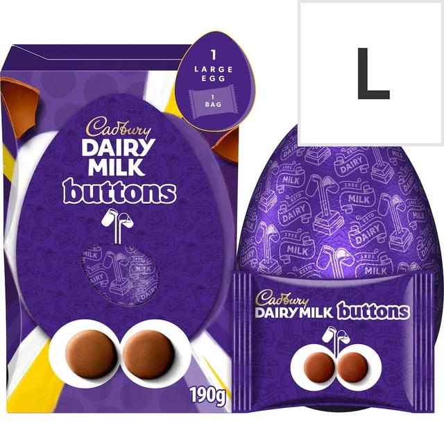 CADBURY DAIRY MILK Buttons Chocolate Easter Egg, 190 g (Pack of 4) £30. ...