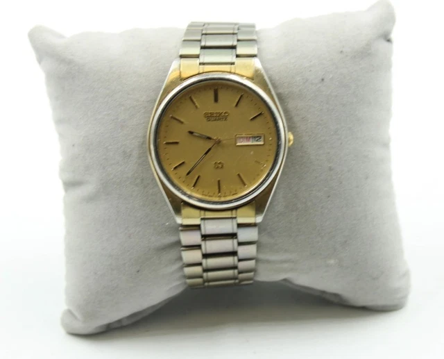 SEIKO SQ GOLD Toned Classic Day/Date Quartz Wristwatch Spares/Repairs - M37 £22.11 - PicClick UK