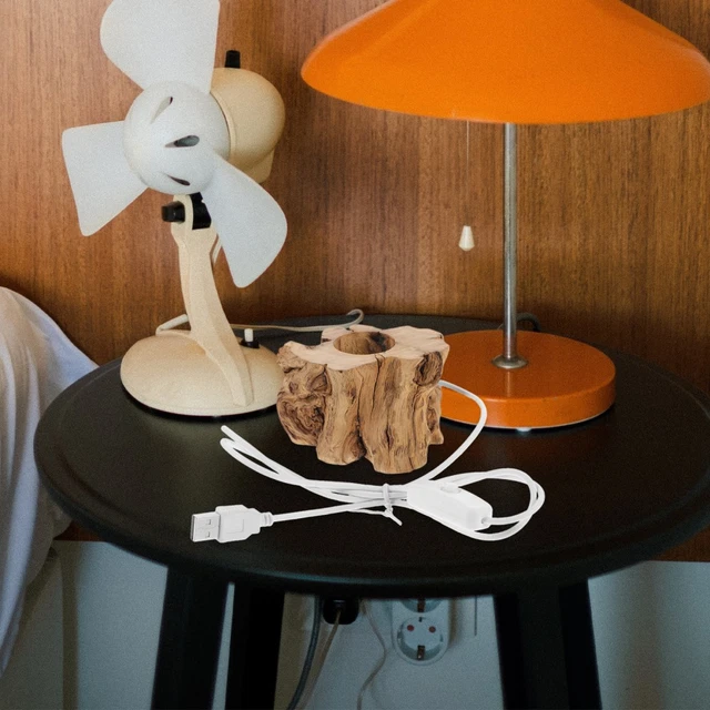 WOODEN CRYSTAL BALL Stand USB Stump Shaped Night Light Stand USB ...