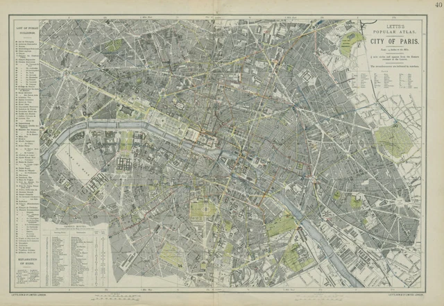 ANTIQUE MAP PARIS PARIS city plan 1890 Old antique map £15.58 - PicClick UK