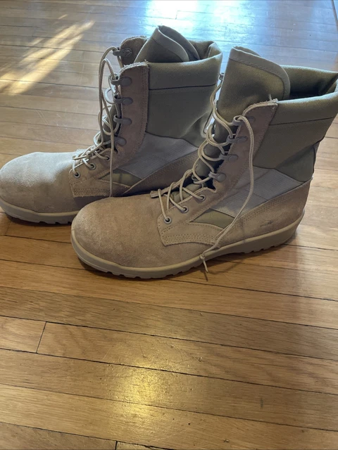 TAN VIBRAM ARMY Boots Steel Toe High Quality Size 12 Combat Boots Laces ...