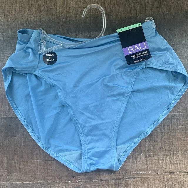 VINTAGE NWT BALI 2846 Full Cut Briefs Hi-Cut Size 8 XL Blue Underwear ...