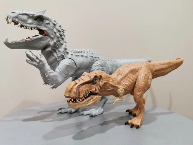 JURASSIC WORLD ELECTRONIC 20" Indominus Rex & 17" Chomping T-Rex Hasbro ...