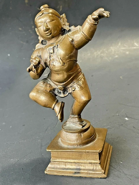 VINTAGE ANTIQUE REPRO Lost wax cast bronze Dancing Bala Lord Krishna ...