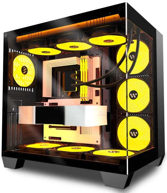 KEDIERS PC CASE ATX 6 PWM ARGB Fans Pre-Installed, Mid-Tower Gaming PC ...