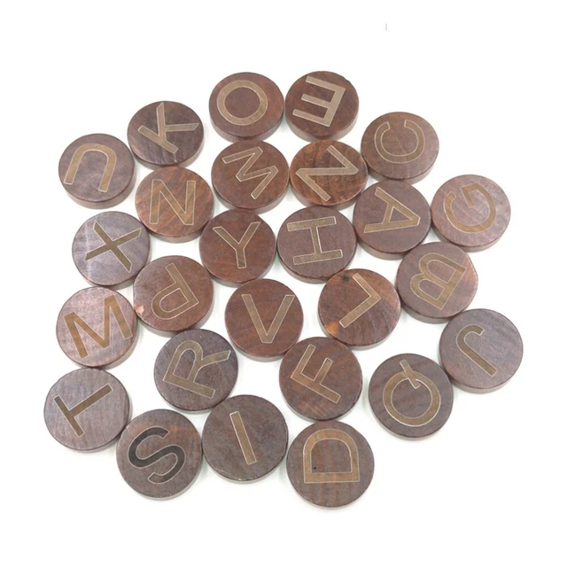 ALPHABET LETTERS CUTOUTS Round Labels Disc Circle Natural Wooden £8.19 ...