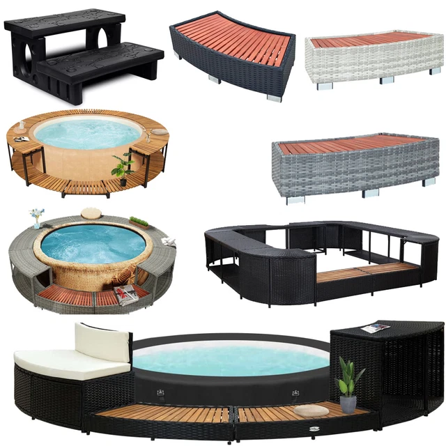 WHIRLPOOL UMRANDUNG POOLUMRANDUNG Poolverkleidung Rattan Rahmen Jacuzzi ...