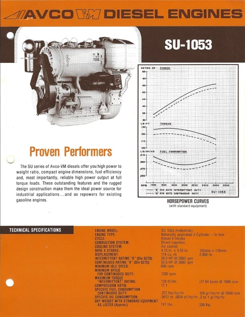 EQUIPMENT BROCHURE - Avco VM - SU series - Diesel Engines - 5 items ...
