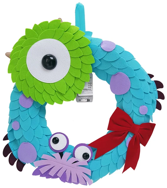 DISNEY STORE MONSTERS Inc Pixar Holiday Xmas Wreath Hanging Door Mike ...