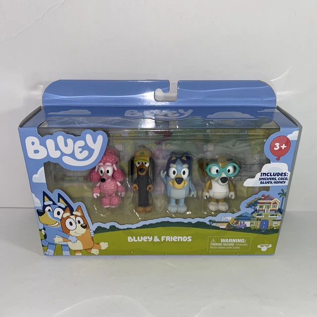 BLUEY & FRIENDS Snickers, Coco, Bluey, Honey 2.5" Figure 4 Pack New EUR ...