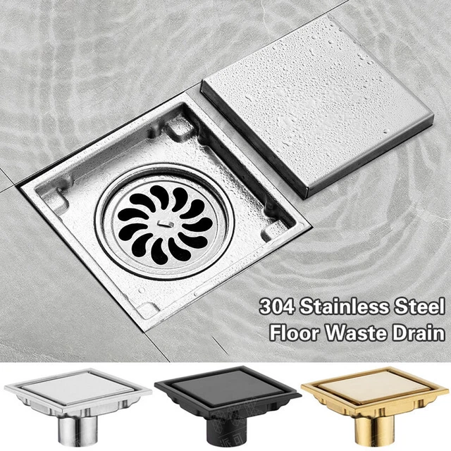 TILE INSERT SQUARE Floor Waste Drain Bathroom Drain Stainless Steel ...