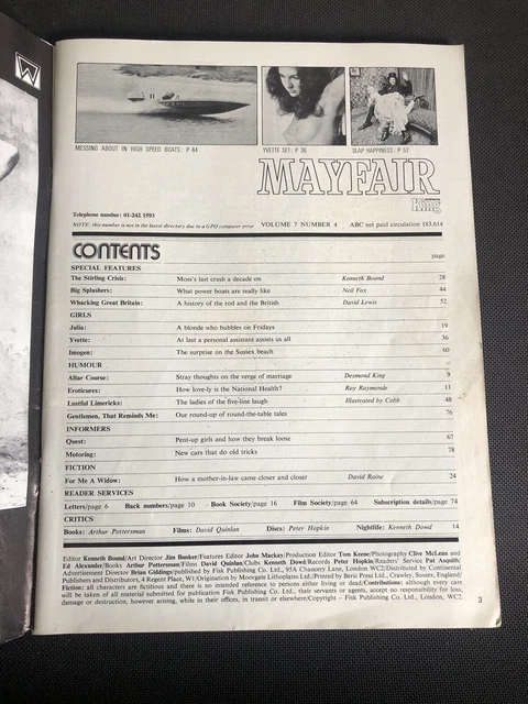 MAYFAIR MAGAZINE APRIL 1972 Vol 7 No 4 - Yvette Brebbia £15.00 ...