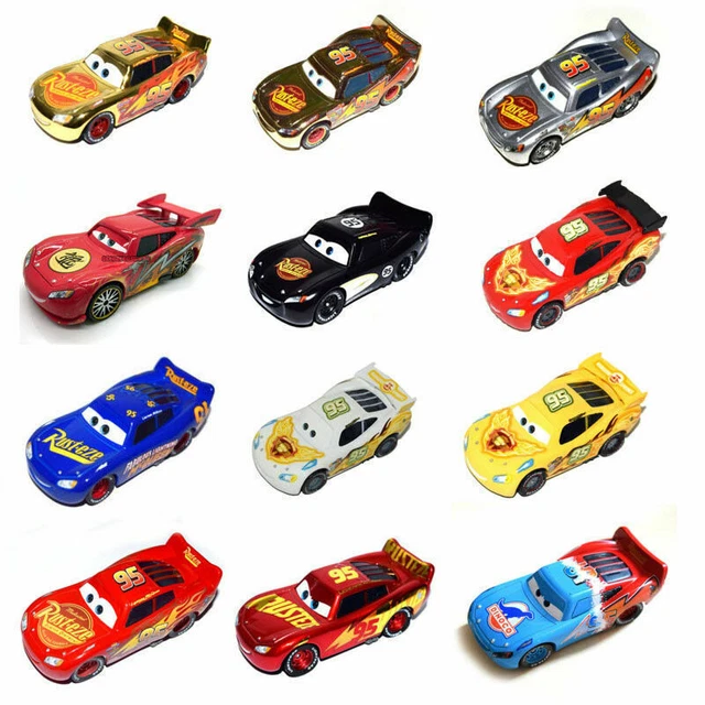 DISNEY PIXAR CARS Original Rare Die-cast Gold Silver Neon Blue Lighting ...