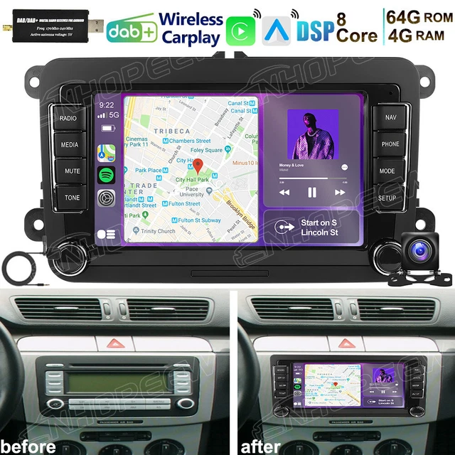 4+64GB ANDROID 15 Autoradio GPS Navi CarPlay DAB+ FÜR VW PASSAT B6 B7 ...