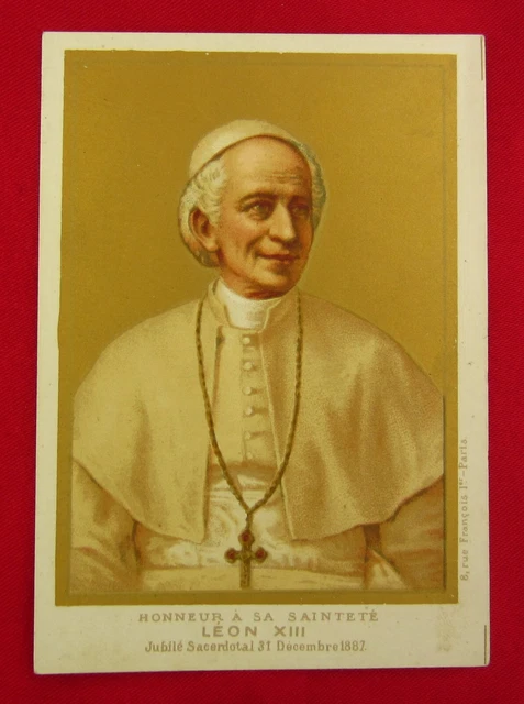 ANTIQUE POPE LEO XIII Holy Card PRIESTLY JUBILEE Religious Catholic ...