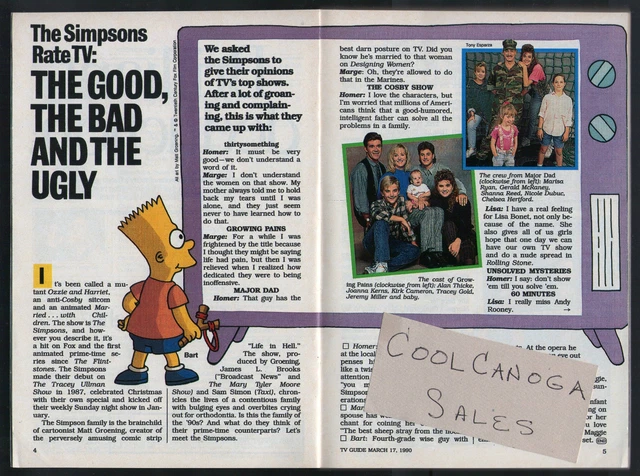 1990 LA TV Guide~CHER~THE SIMPSONS~MARRIED WITH CHILDREN~WONDER YEARS ...
