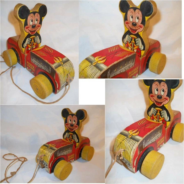 1950'S MICKEY MOUSE Puddle Jumper Fisher Price Wooden Pull Toy Disney ...