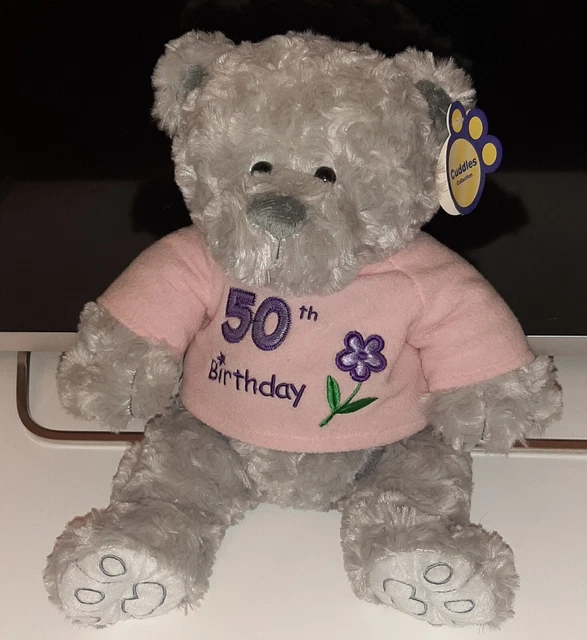 CUDDLES COLLECTION 50TH Birthday Teddy Bear Soft Toy With Gift Tag £10. ...