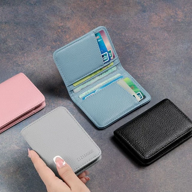 PU LEATHER CARD Case Solid Color ID package Universal Card Holder Men ...