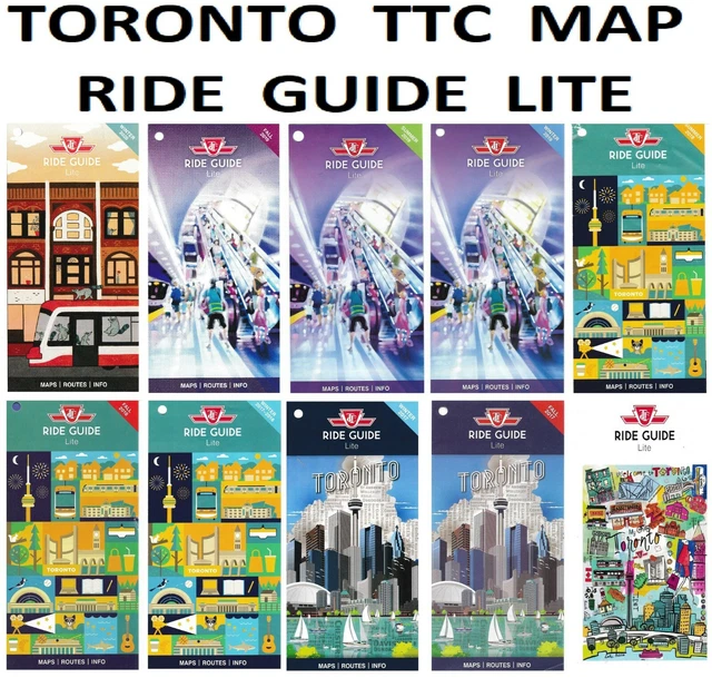 TTC 🚌🚇 RIDE Guide Lite Map 2016-24 Toronto Downtown Subway Bus Streetcar Tram $1.33 - PicClick CA