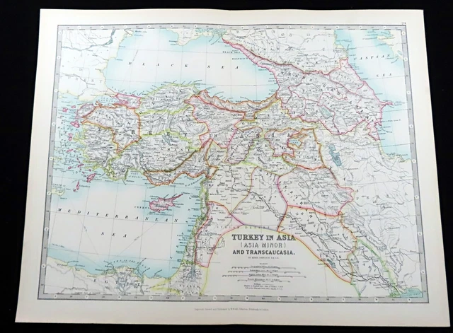 ANTIQUE MAP OF Transcaucasia Asia Minor Turkey The Black Sea AK ...