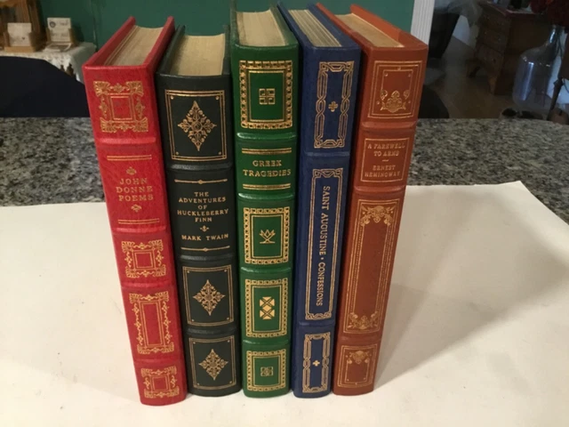 5 FRANKLIN LIBRARY book lot HEMINGWAY,TWAIN & MORE Leather Gilded 1979 ...