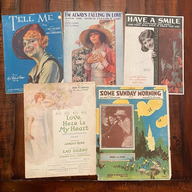 EARLY 1900S SONGS Vintage Antique Sheet Music Piano Lot Of 5 4 99 EARLY 1900S SONGS Vintage Antique Sheet Music Piano Lot Of 5 4 99