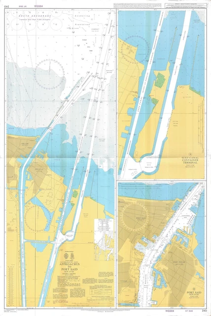 CARTE MARITIME DE Port Saïd Approches De La Mer Méditerranée Égypte EUR ...