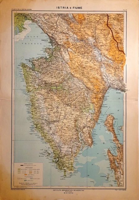 CARTA GEOGRAFICA ANTICA ISTRIA TERRE IRREDENTE 1° GUERRA MOND 1916 ...