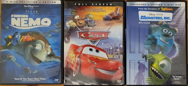DISNEY PIXAR DVD Lot of 3 Finding Nemo, Monsters Inc, & Cars £14.63 ...