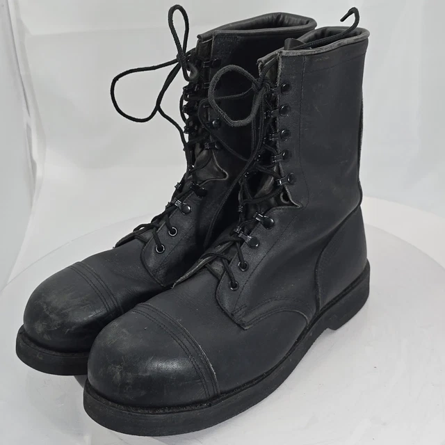 ADDISON BILTRITE MILITARY Combat Boots Men 13 R Black Leather Steel Toe ...