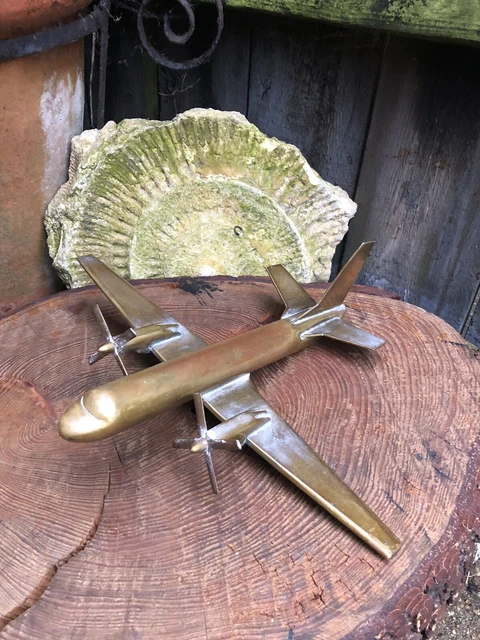 VINTAGE BRASS TRENCH ART STYLE AEROPLANE military RAF bomber plane ...