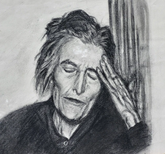 TABLEAU SIGNÉE S . PARRIEL. Portrait Femme. Dessin Crayon sur Papier ...