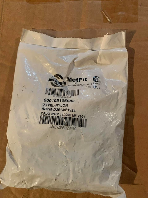 JM EAGLE MECHANICAL Fitting Coupling 600105105082 ASTM-D2513 3/4IP ...
