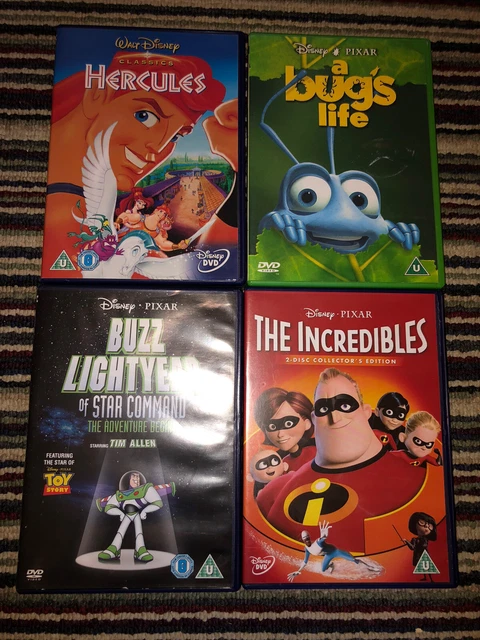 VGC BUNDLE DISNEY Pixar DVDs Hercules Bug's Life The Incredibles Buzz ...