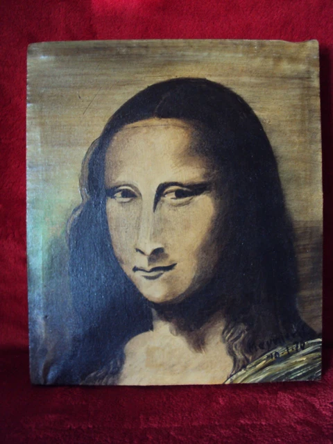 ANCIEN TABLEAU LA joconde peinture sur toile 10/01/1970 MEUNIER. L EUR ...