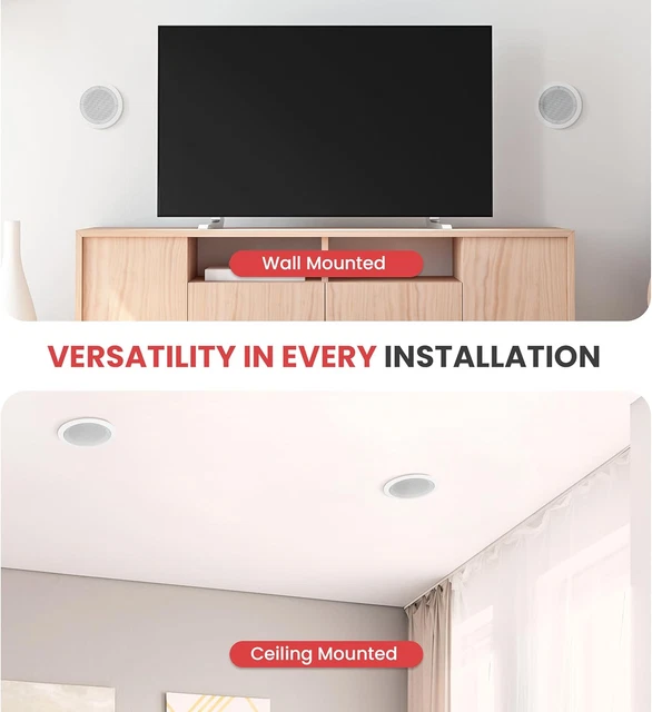 PYLE PAIR 6.5”/16.5CM Ceiling Wall Mount Speakers, 2-Way Midbass 16.5 ...