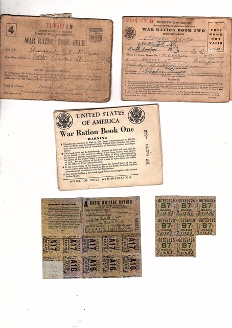 VINTAGE WORLD WAR II WWII WW2 RATION BOOKS LOT of 16 1942 US ARMY ...