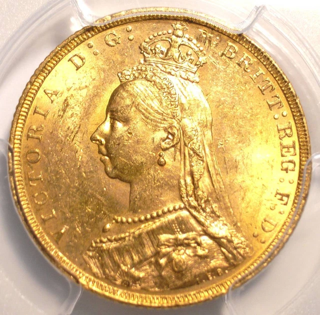 1889-M AUSTRALIAN QUEEN Victoria Jubilee Head Sovereign Gold Coin PCGS MS62 EUR 1.294,58 ...