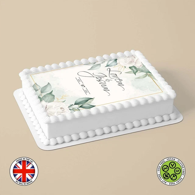 PERSONALISED WEDDING/COMMUNION FLORAL Arrangement edible cake topper ...